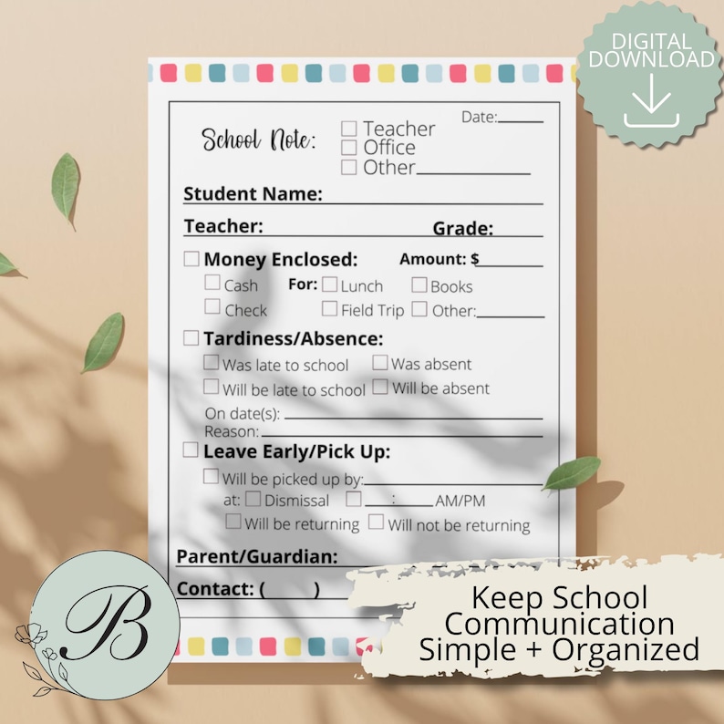 Printable School Communication Notes: Parent-teacher Forms (PDF) - Etsy