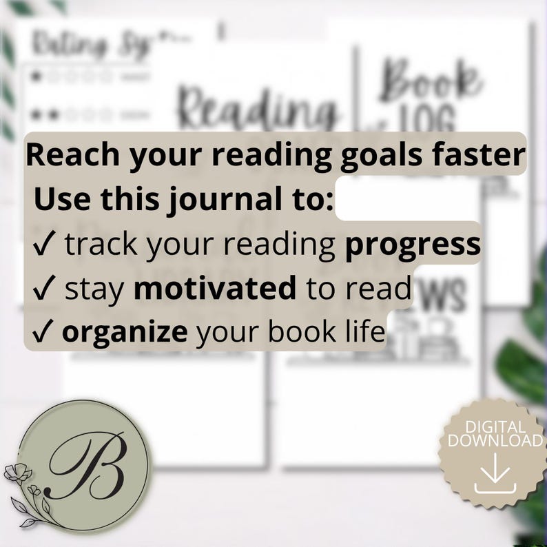 Reading Journal Printable PDF | Book Tracker, TBR List, Book Review ...