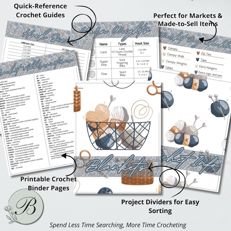 Crochet Binder Pages Printable | Crochet Dividers & Reference Sheets ...