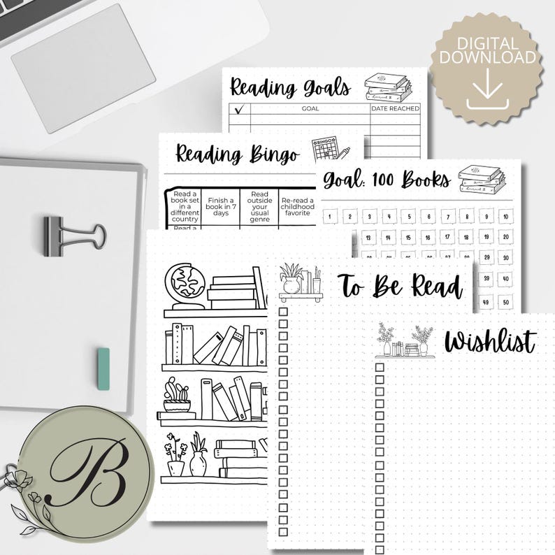Reading Journal Printable PDF | Book Tracker, TBR List, Book Review ...