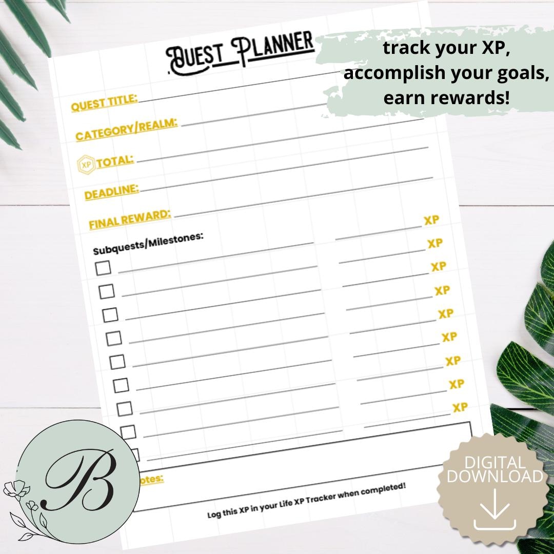 Gamified Life Planner: ADHD Goal Tracker, Boss Battle System (PDF ...