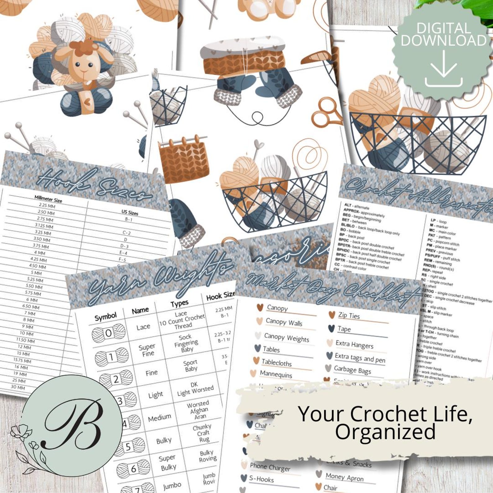 Crochet Binder Pages Printable | Crochet Dividers & Reference Sheets ...