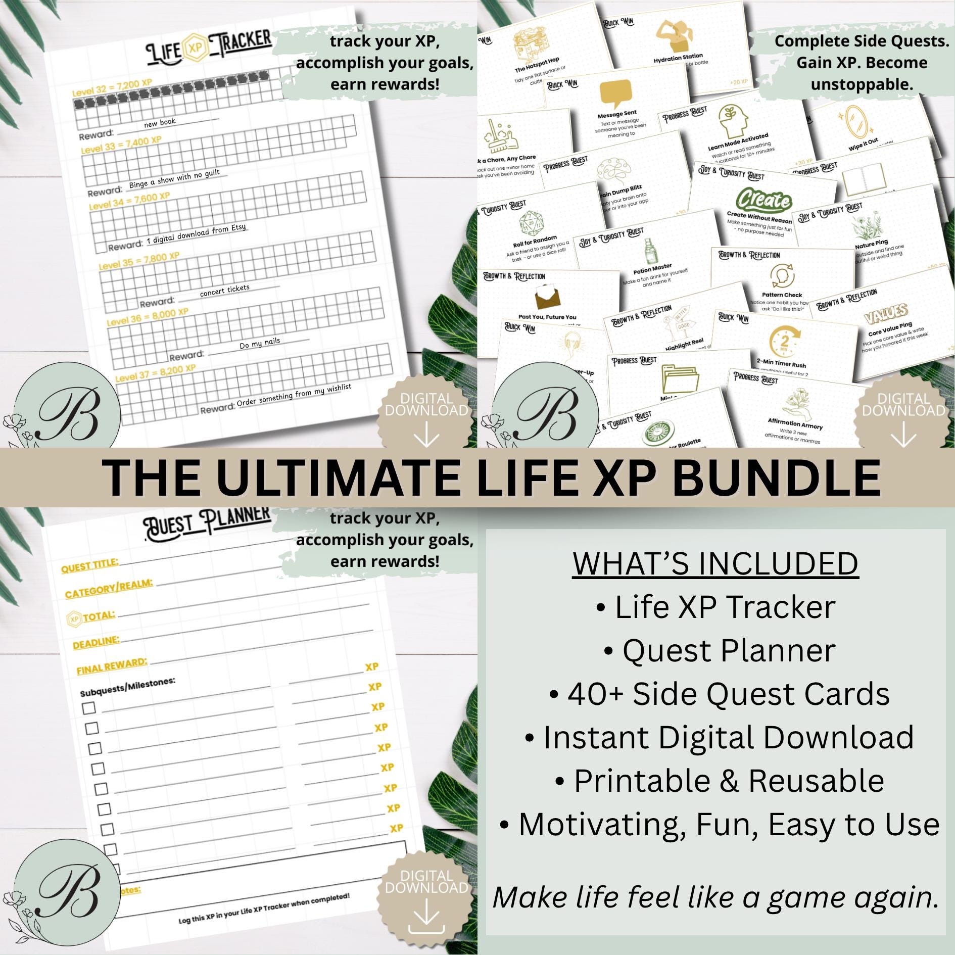 Life XP Tracker Bundle: Gamified Goal Planner (digital Download) - Etsy