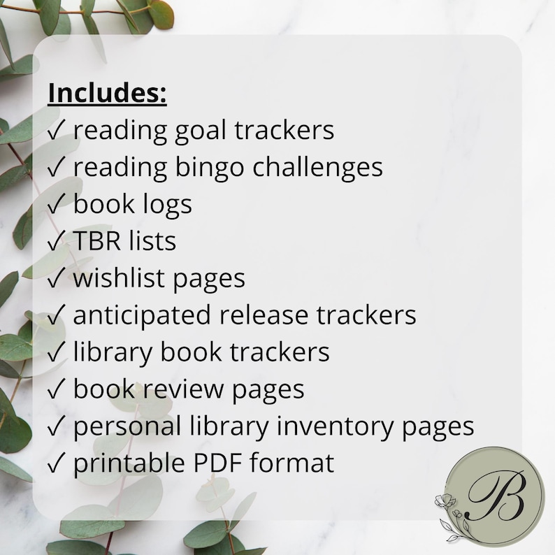 Reading Journal Printable PDF | Book Tracker, TBR List, Book Review ...