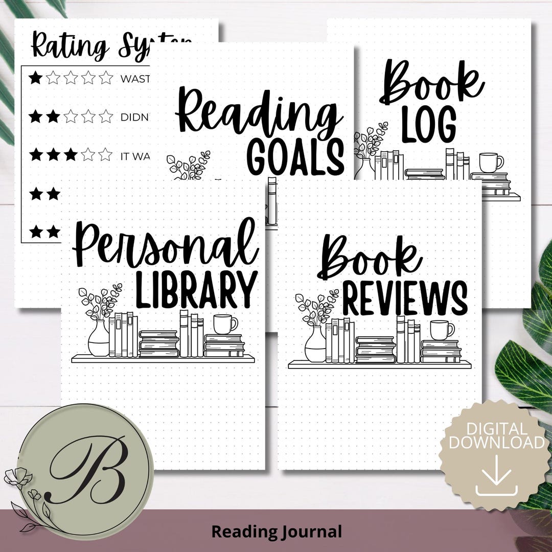 Reading Journal Printable PDF | Book Tracker, TBR List, Book Review ...