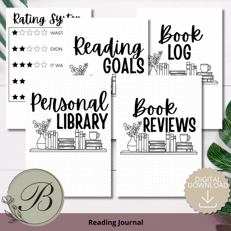 Reading Journal Printable PDF | Book Tracker, TBR List, Book Review ...