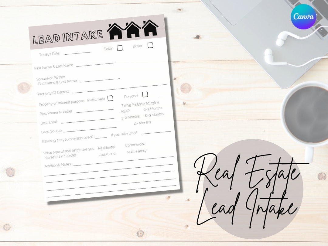 Real Estate Lead Intake Sheet: Realtor Marketing (canva PDF) - Etsy