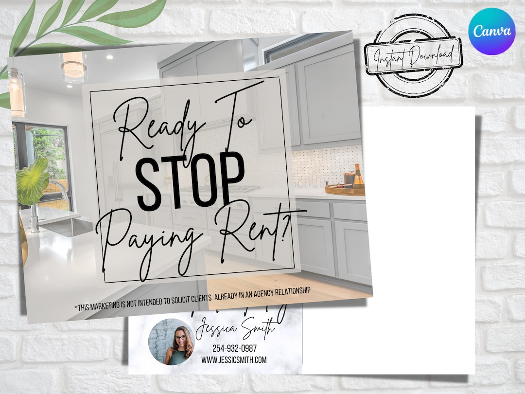 Realtor Postcard Template: Stop Renting Marketing (canva) - Etsy