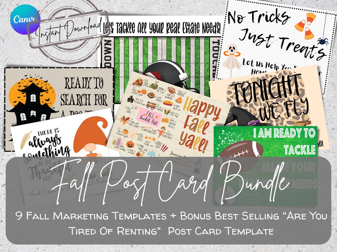 Realtor Fall Postcard Bundle | Editable Real Estate Postcard | Real ...