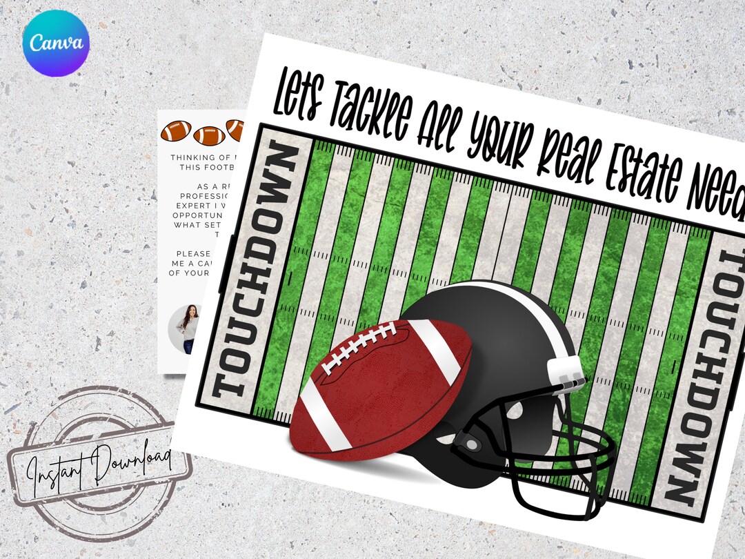 Real Estate Football Postcard: Agent Marketing Template (editable) - Etsy