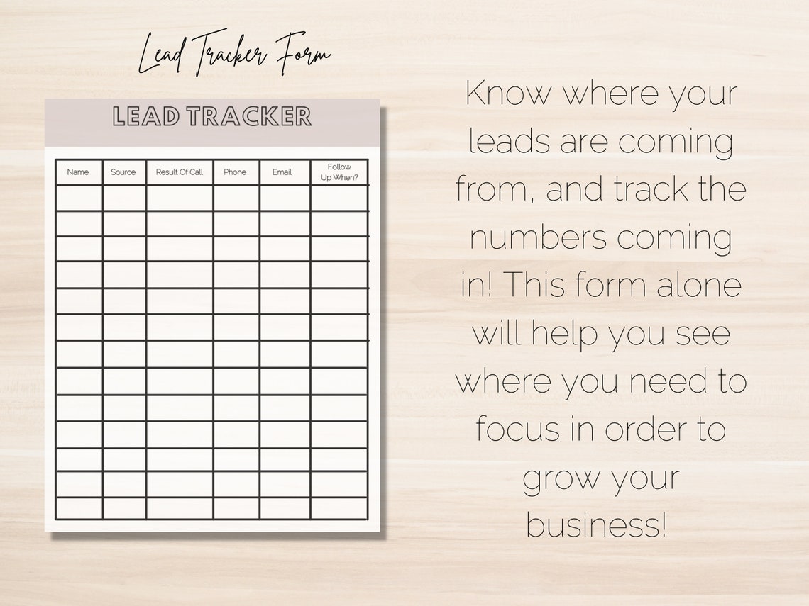 Real Estate Lead Tracker Lead Intake Lead Follow Up Real - Etsy