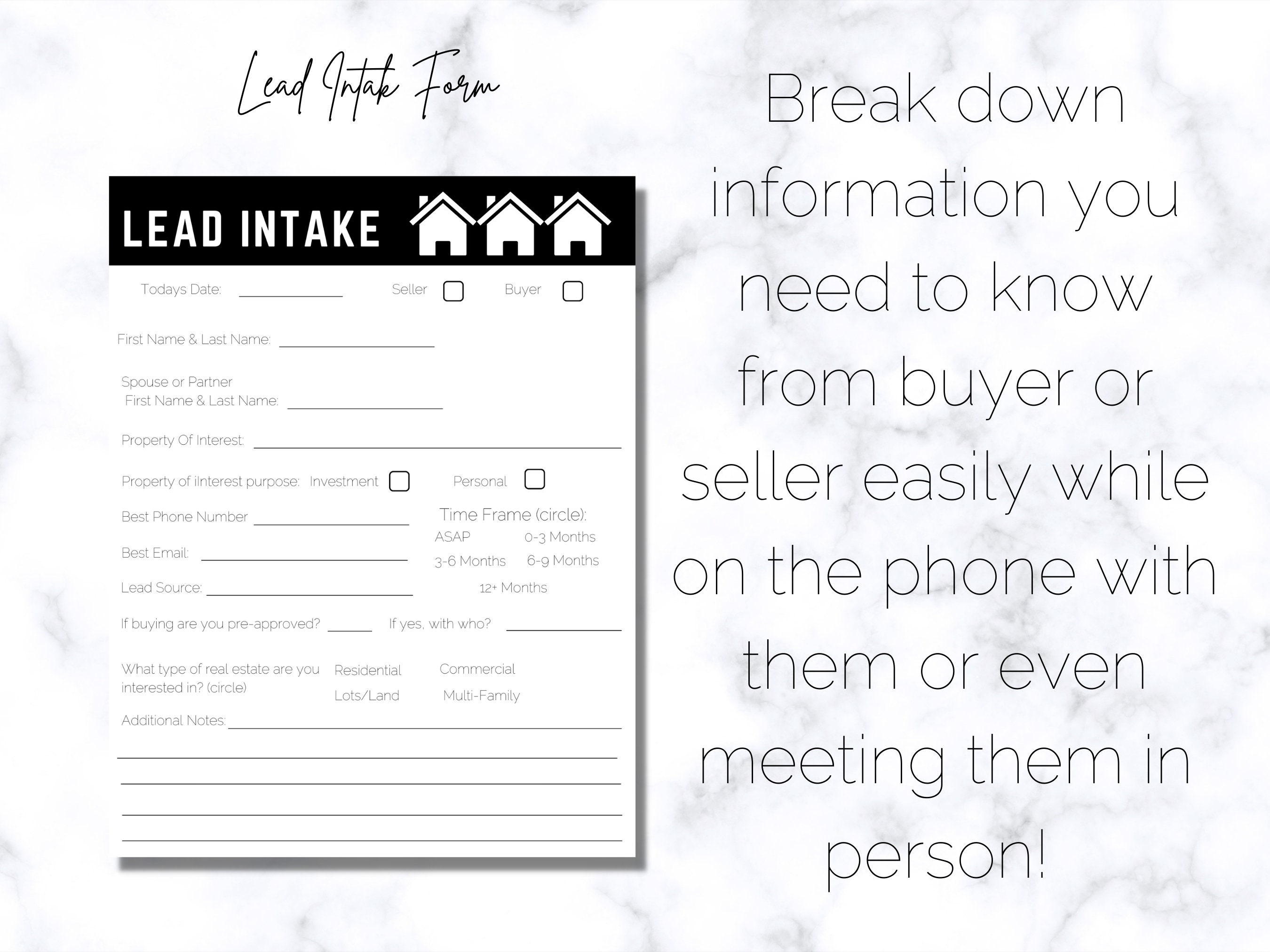 Real Estate Lead Tracker Lead Intake Lead Follow up Real - Etsy