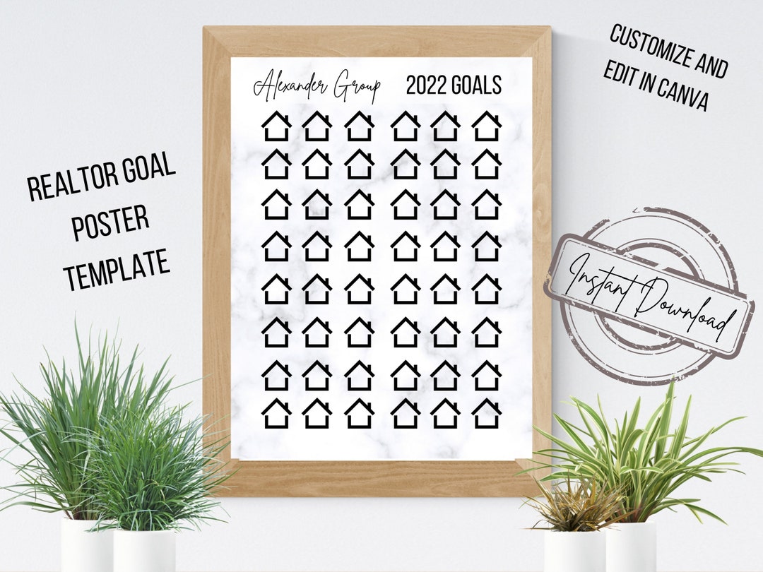 Realtor Sales Goal Tracker Poster: Customizable Real Estate Business ...