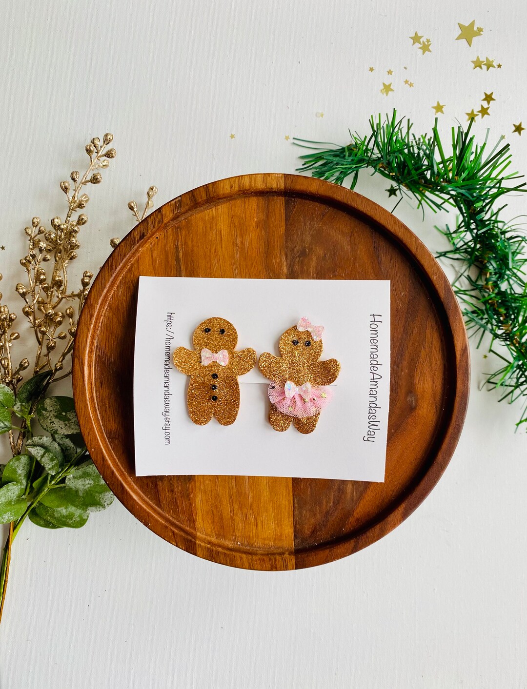 Gingerbread Snap Clip Set| Gingerbread Bow| Gingerbread Cookie Bow Set ...