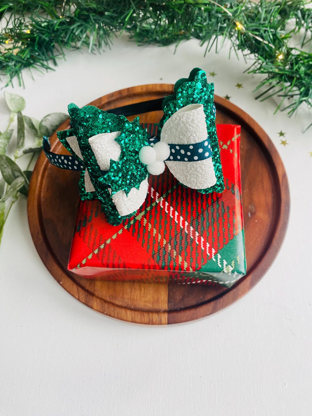 Mistletoe Bow| Christmas Bow| Christmas Floral Bow| Nylon Headband ...