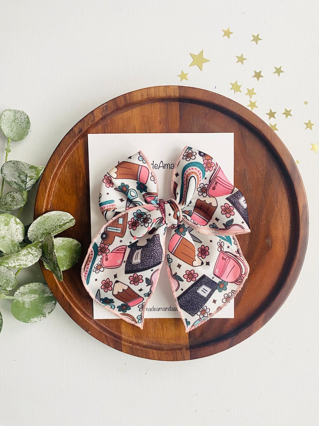 Back to School Bow, School Supplies Bow, Pencil Bow, School Fables ...