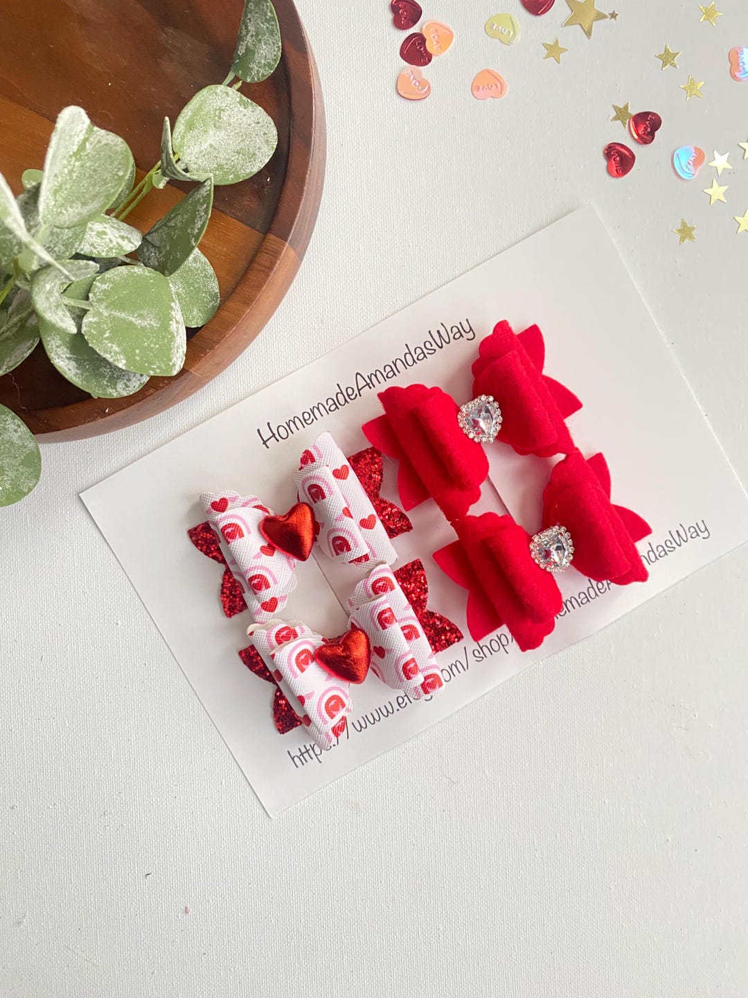 Glitter Heart Bows Set| Valentines Day Bow Bundle| Pigtail Bow Set ...