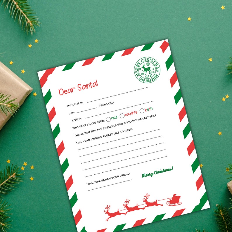 Printable Christmas Santa Letter Letter to Santa Letter - Etsy