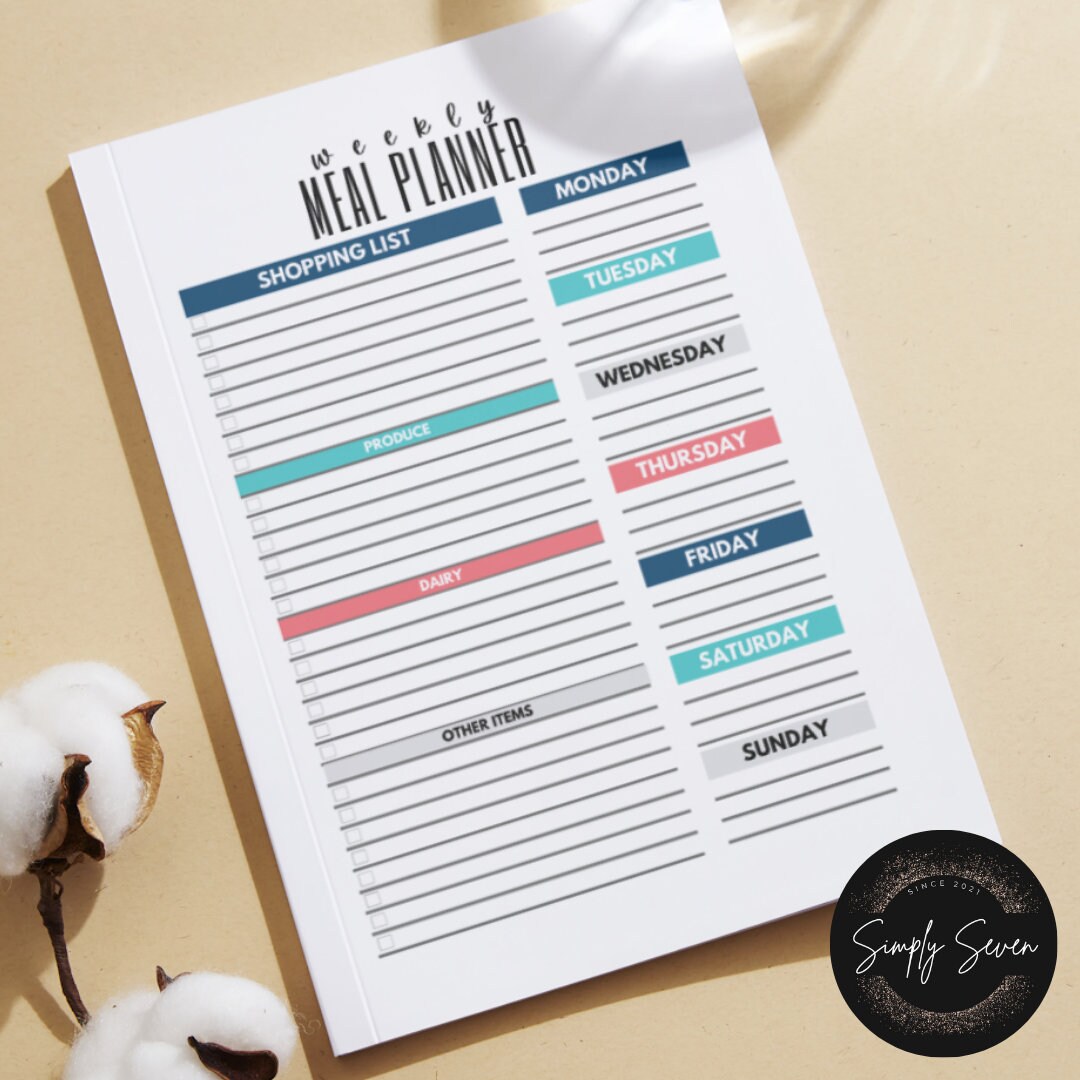 Printable Meal Planner Simple Weekly Meal Planning Sheet Meal Planner ...