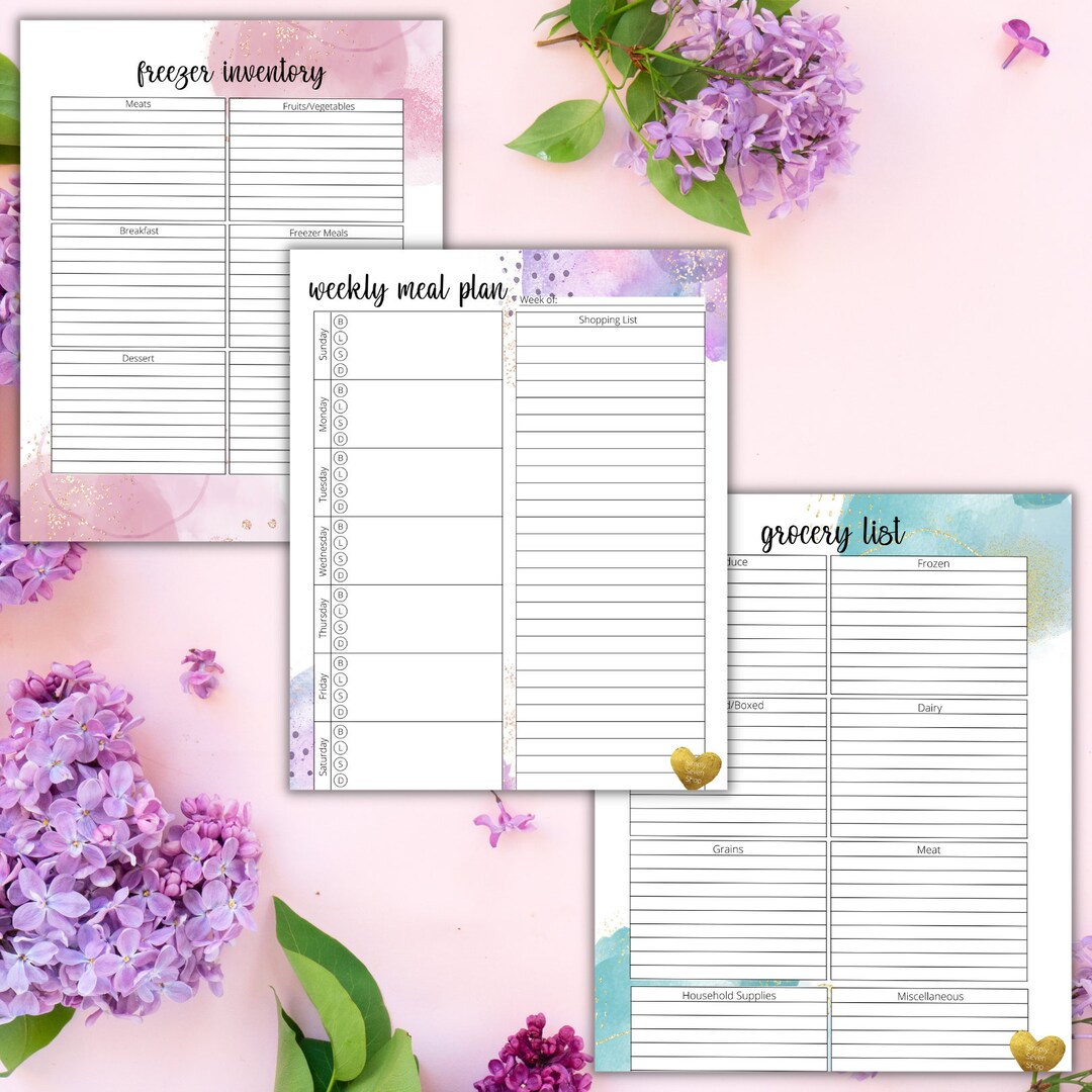 Printable Watercolor Meal Planning Kit PDF Download Meal Planning Kit ...
