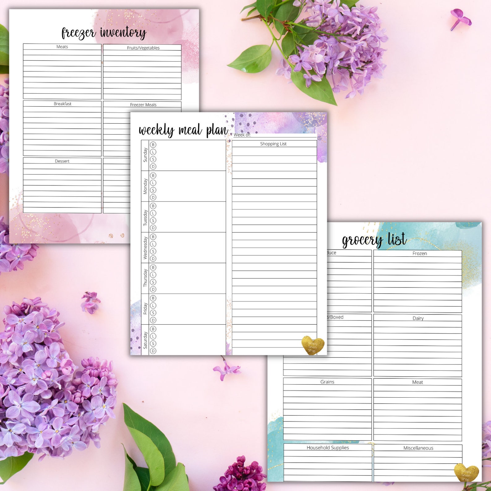 Printable Watercolor Meal Planning Kit PDF Download Meal Planning Kit ...