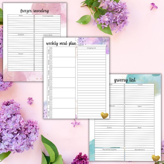 Printable Watercolor Meal Planning Kit PDF Download Meal - Etsy