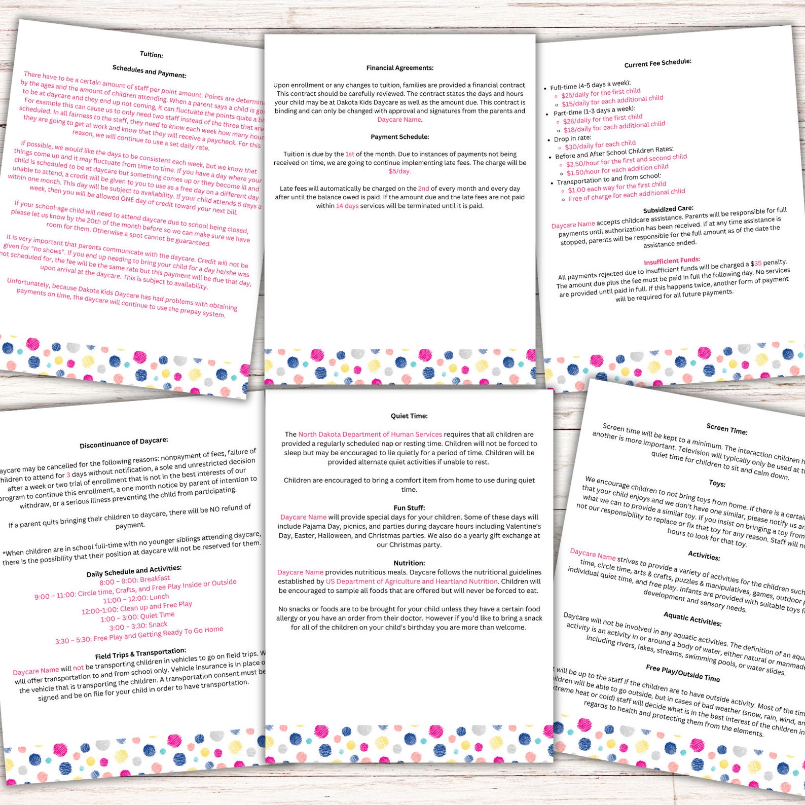 Daycare Policy Printable Editable Canva Template Digital Download ...