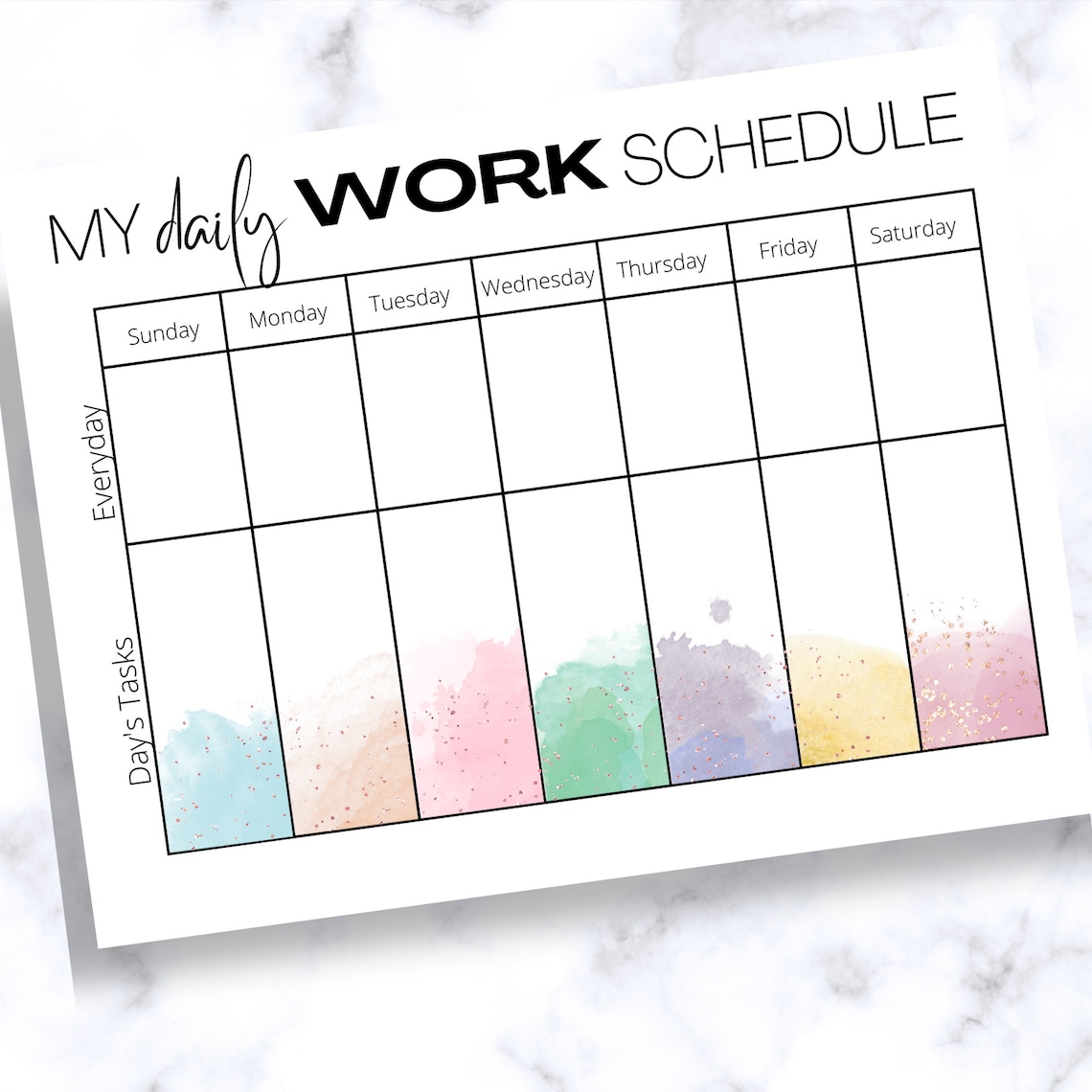 Watercolor Daily Block Schedule Work Schedule Fillable PDF - Etsy