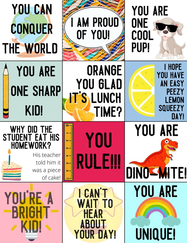 36 Printable Lunchbox Notes PDF Lunchbox Jokes Lunch Notes - Etsy