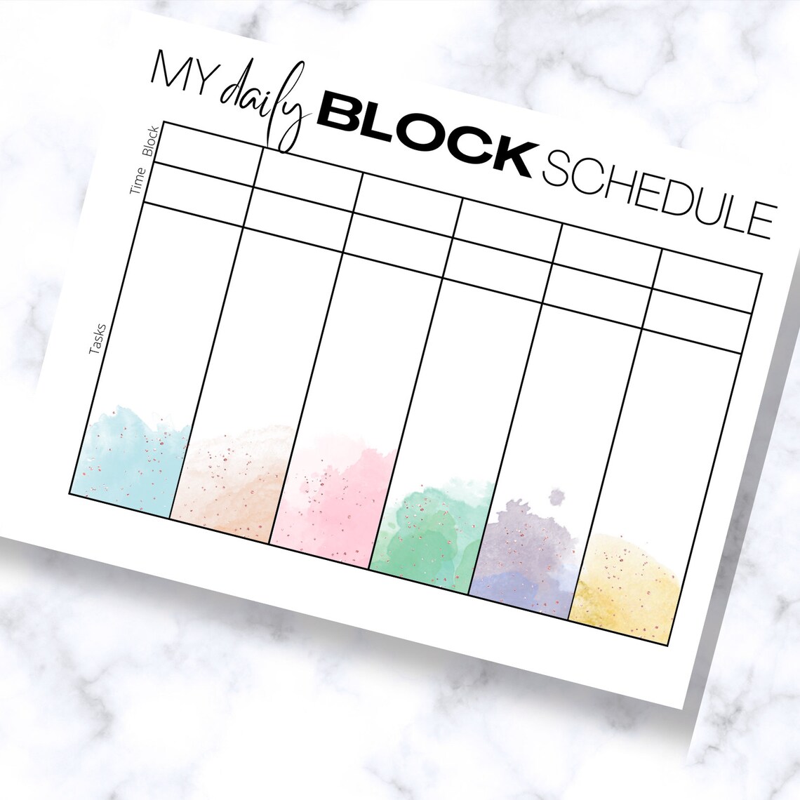 Watercolor Daily Block Schedule Work Schedule Fillable PDF - Etsy