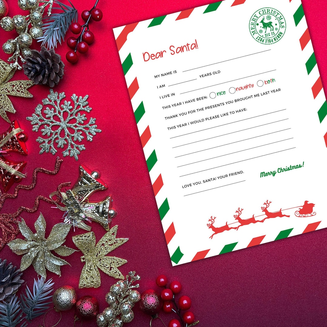 Printable Christmas Santa Letter Letter to Santa Letter for Kids to ...