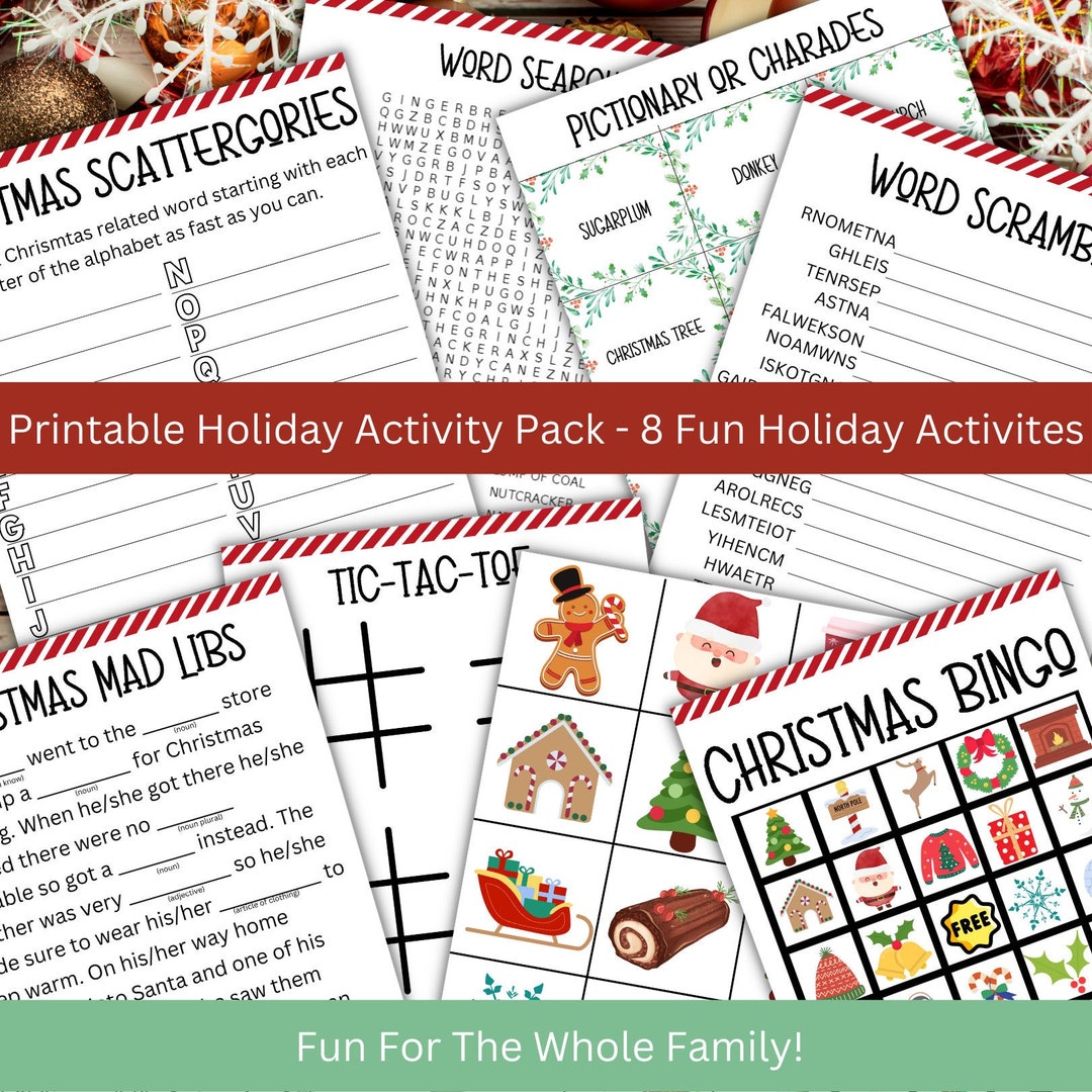 Printable Christmas Holiday Activity Set for the Whole Family Printable ...