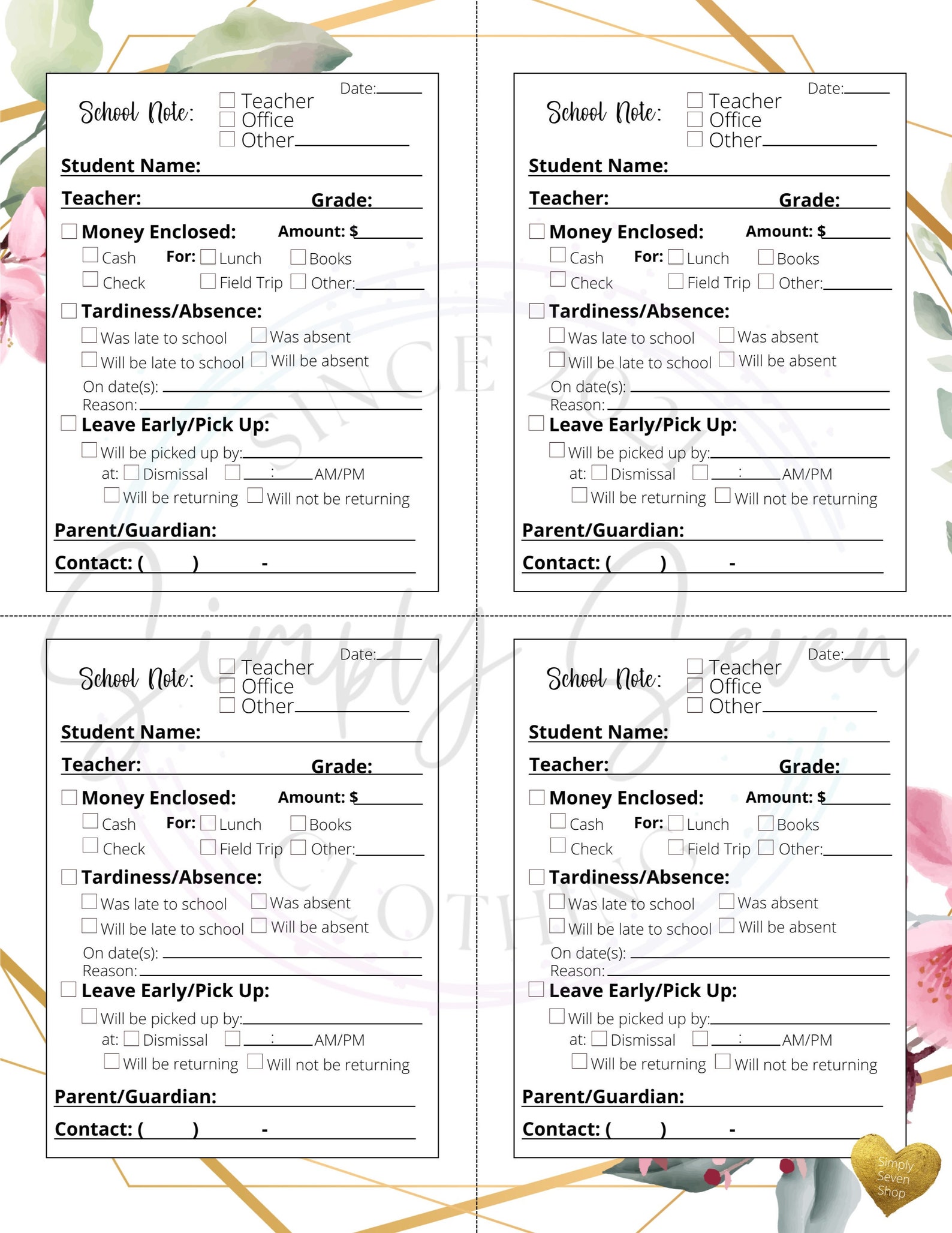 Printable School Notes School Notes Notes for Teacher Student Note ...