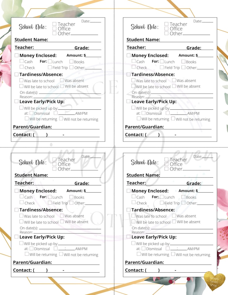 Printable School Notes School Notes Notes for Teacher Student Note ...