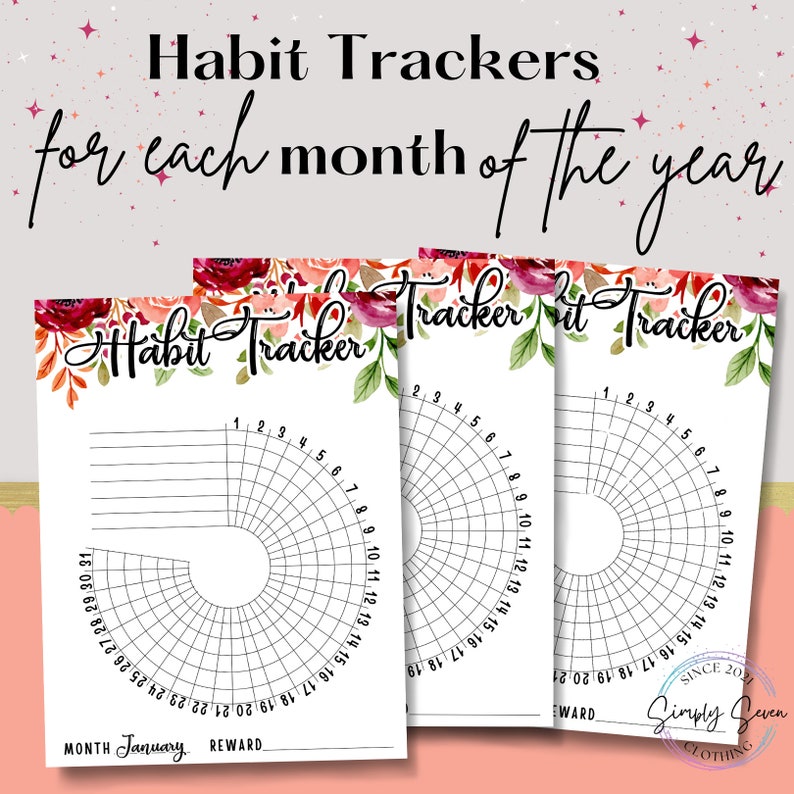 Letter Size Floral Monthly Habit Tracker Habit Tracker Planner Habit ...