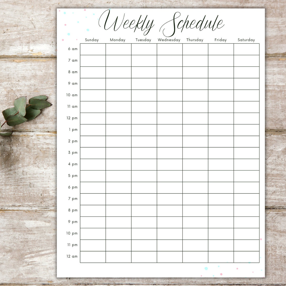 Weekly Schedule PDF Minimal Weekly Schedule Printable PDF - Etsy