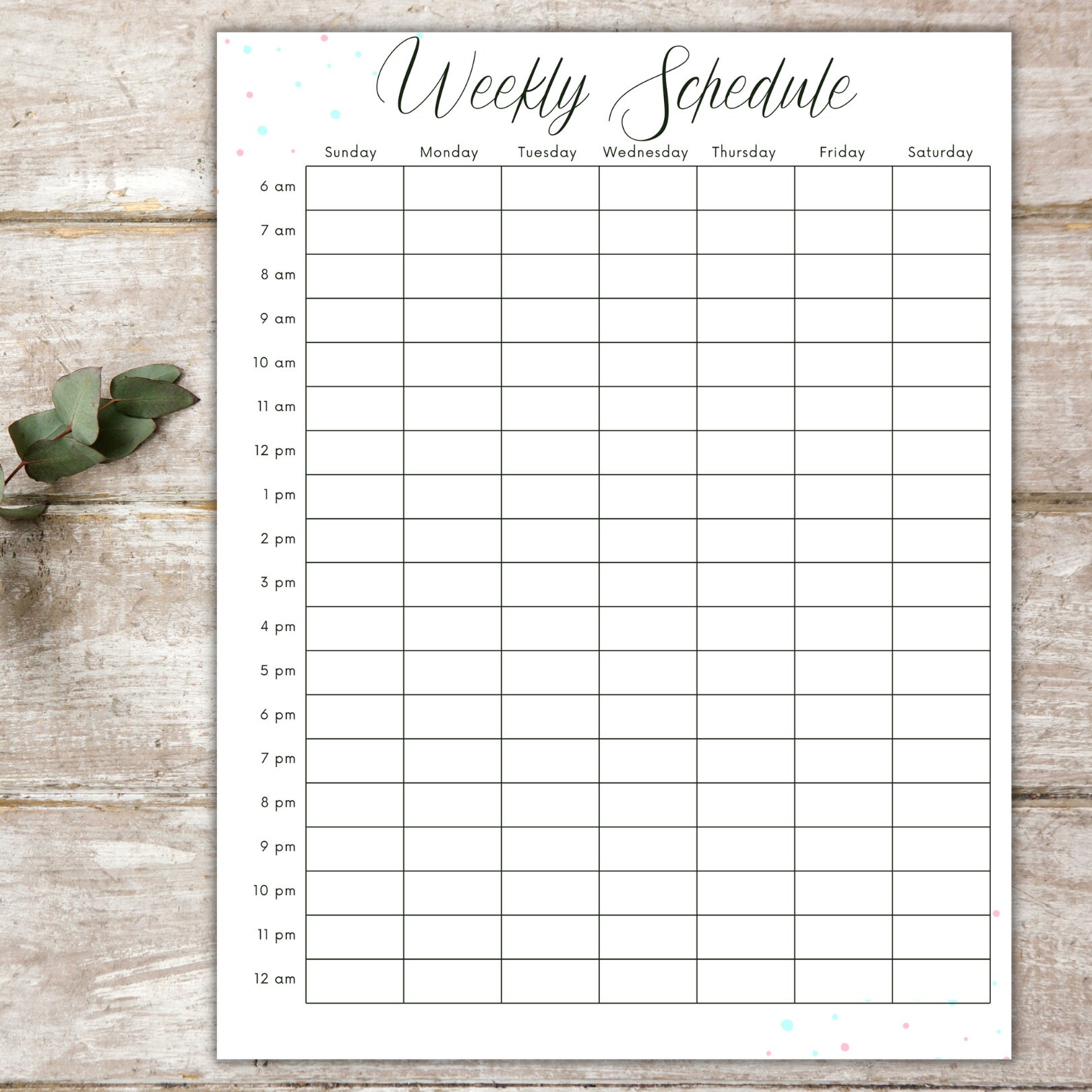 Weekly Schedule PDF Minimal Weekly Schedule Printable PDF Hour-by-hour ...