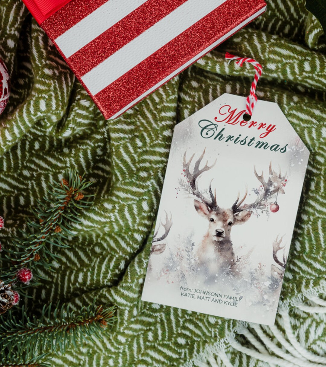 Merry Christmas Gift Tag, Christmas Deer Gift Tag Printable, Christmas ...