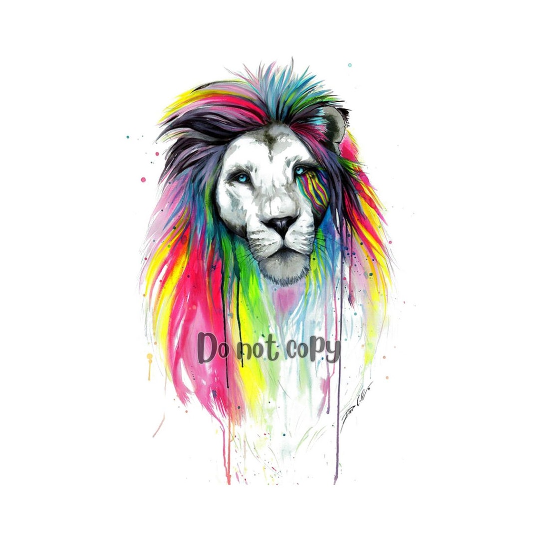 Colorful Lion Ready to Press Sublimation/dtf Heat Transfer for Shirts ...