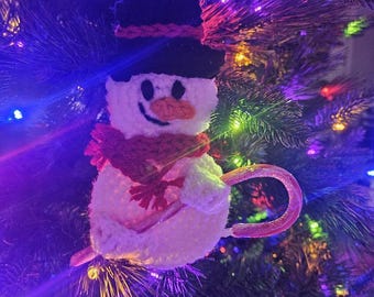 Snowman Candy Cane Holder Crochet PATTERN PDF - Tree Ornament ...