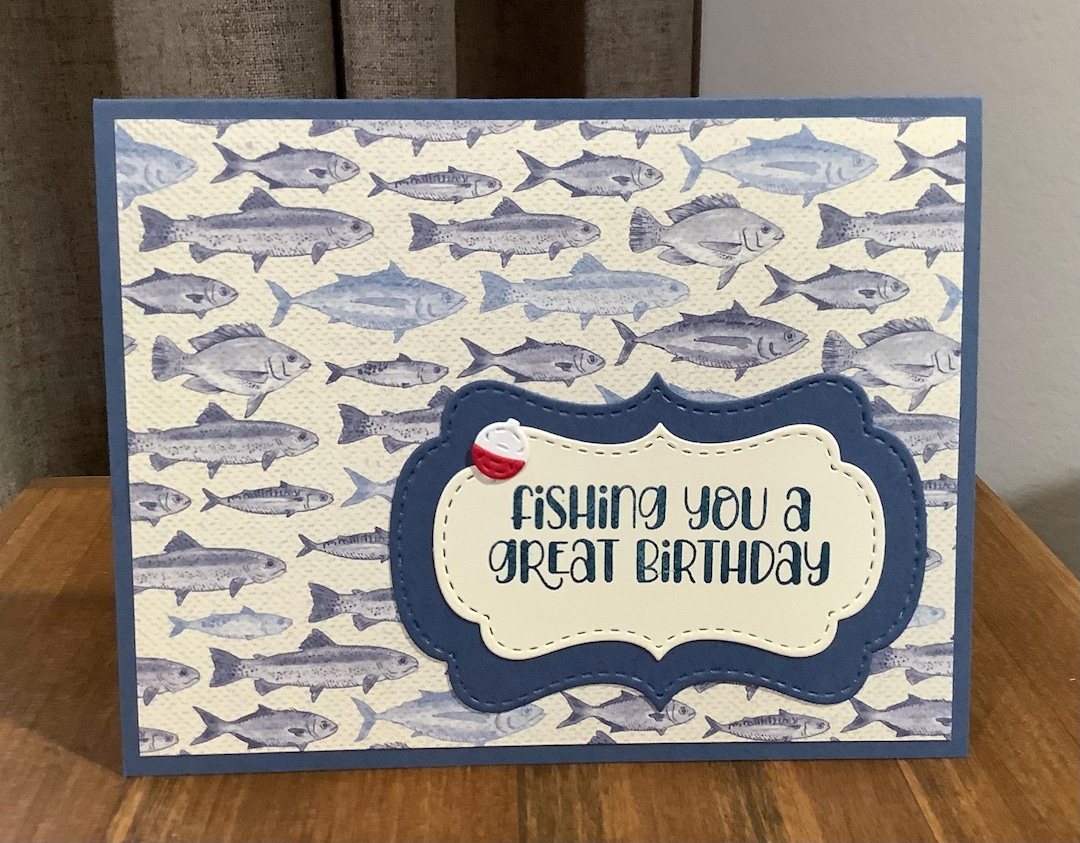 Handmade Fishing Birthday Card: Masculine Design - Etsy