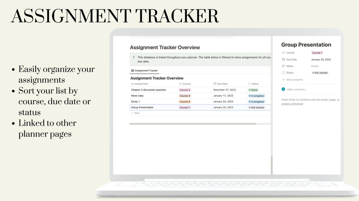 Notion Template Student Planner | Academic Planner for Notion, School ...