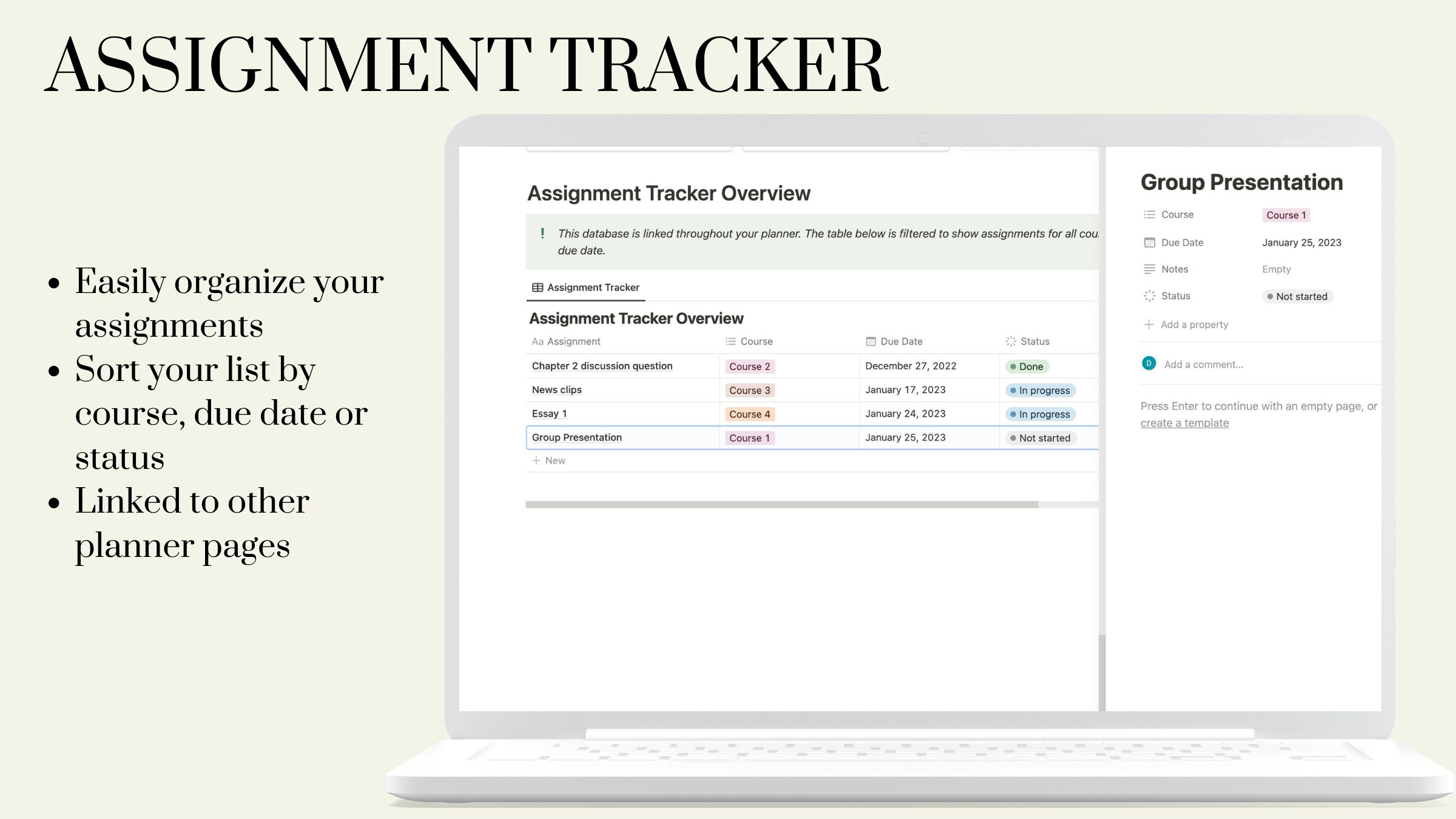 Notion Template Student Planner | Academic Planner for Notion, School ...