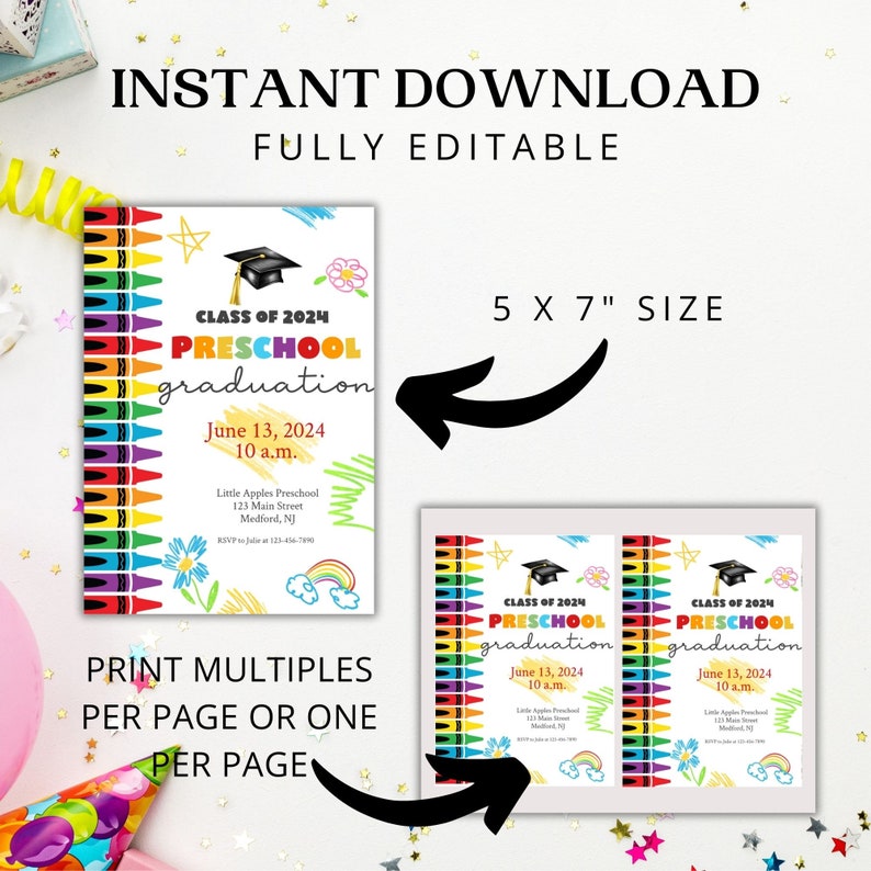 Preschool Graduation Invitation 2024, Pre-k Graduation Invitation ...