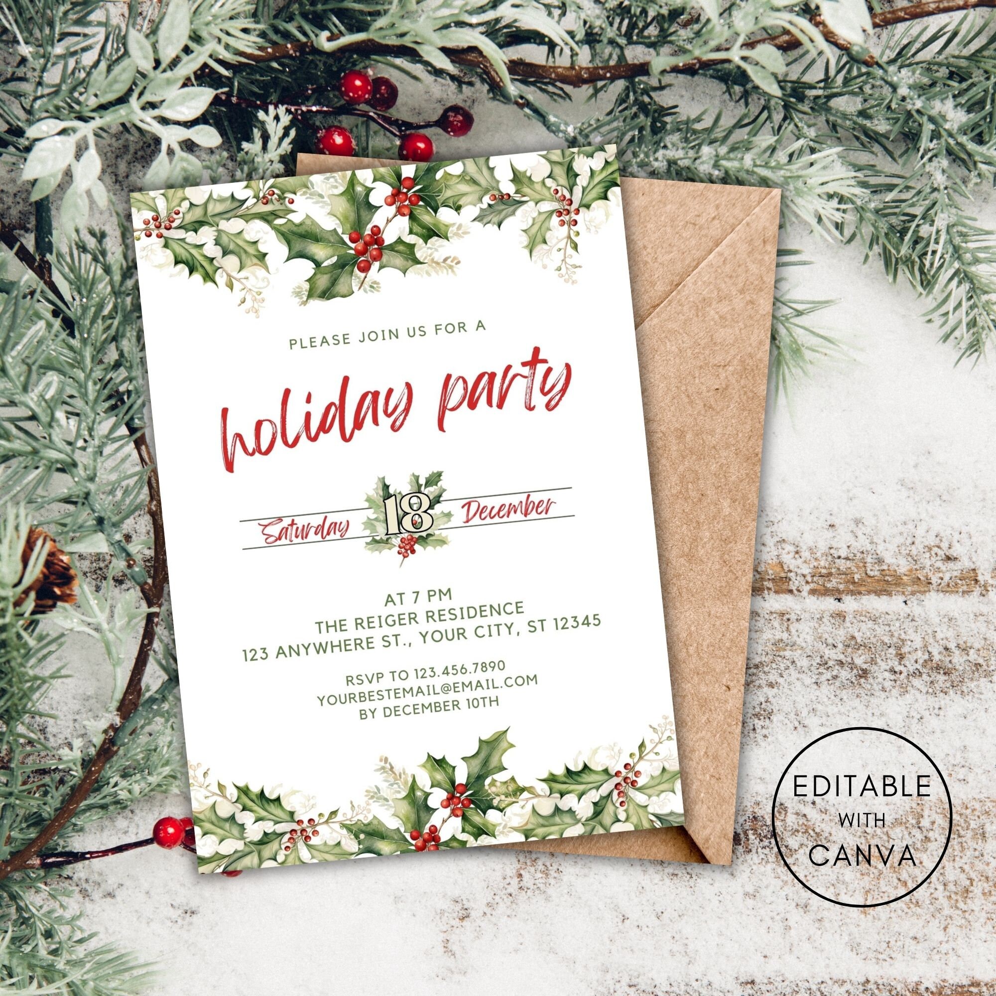 Annual Holiday Party Invitation, Company Christmas Party Invitation ...