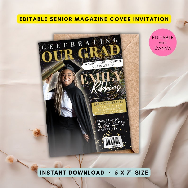 Magazine Graduation Announcement Template, Graduation Invitation ...