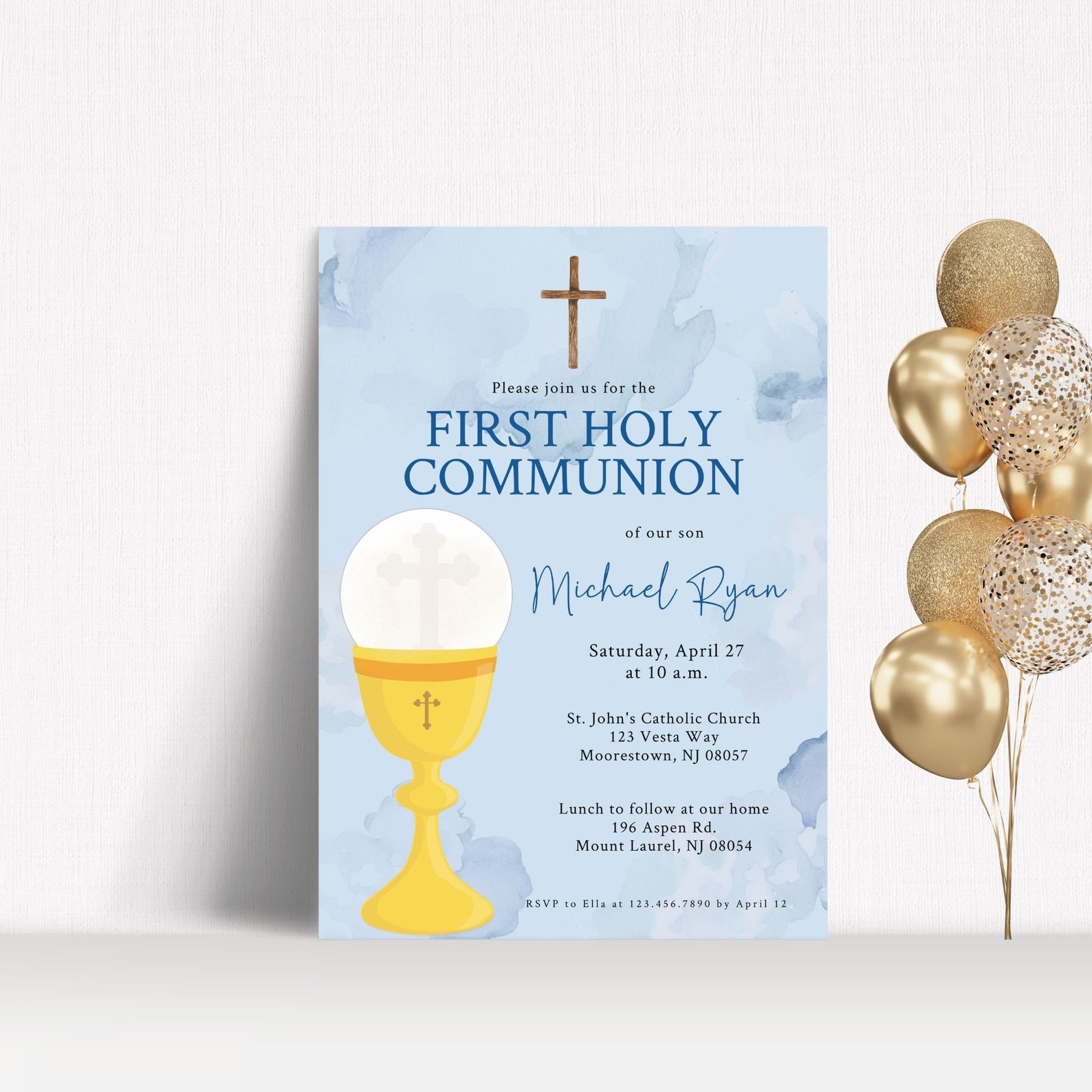 First Holy Communion Invitation Boy, First Holy Communion Invitation ...