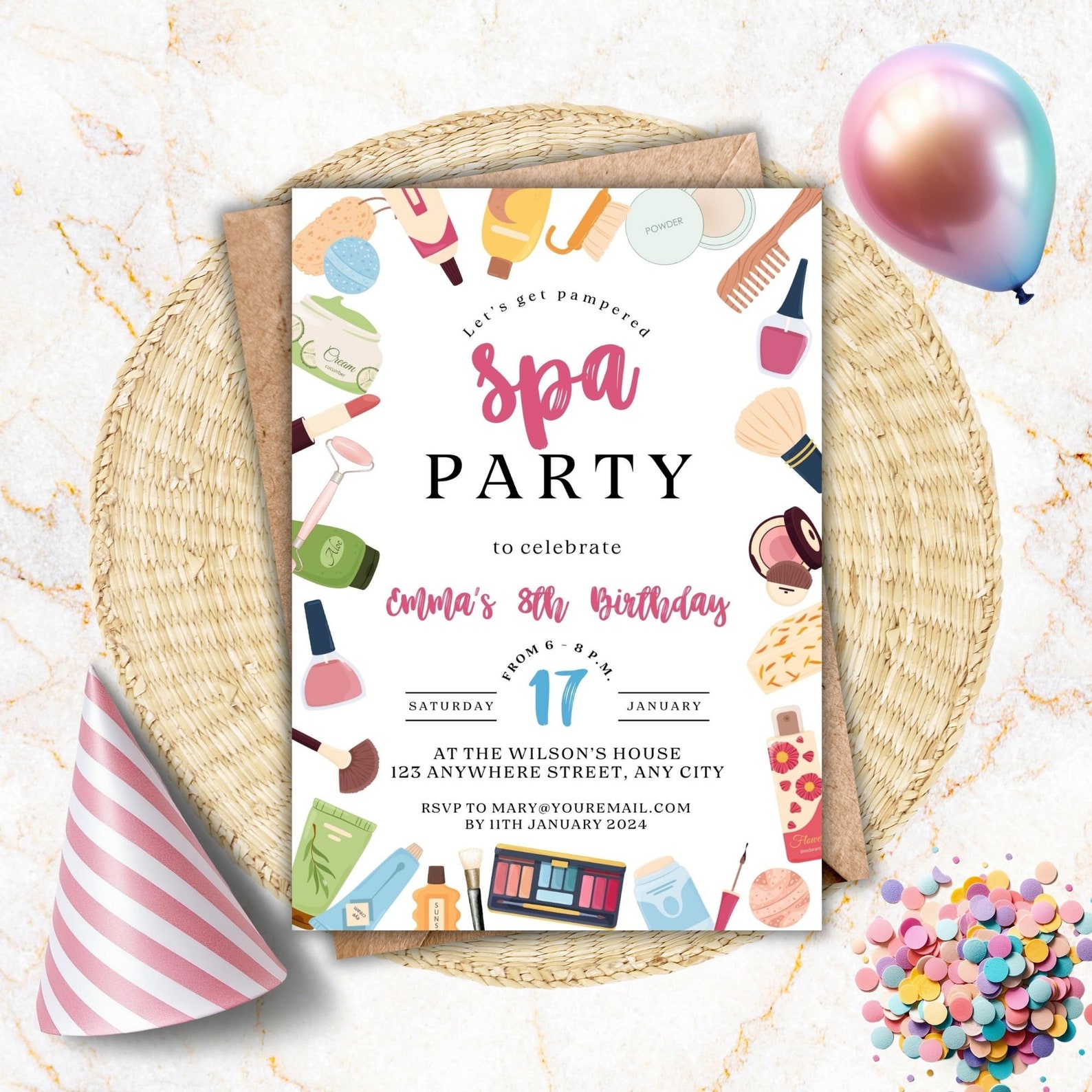 Girls Spa Party Invitation, Spa Party Invite, Spa Birthday Party ...