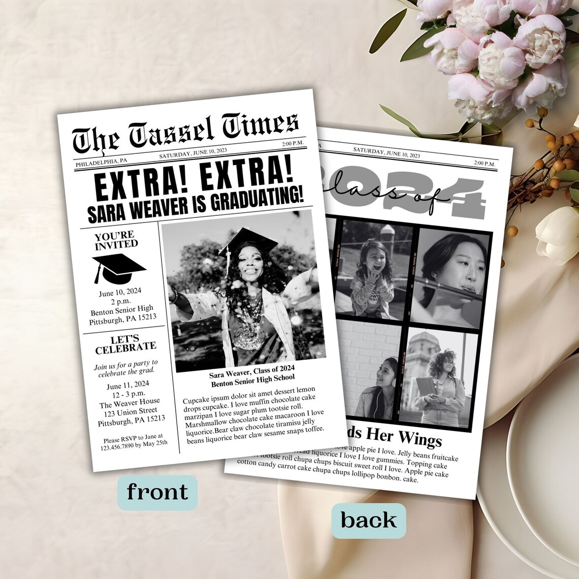 Newspaper Graduation Announcement Template, Graduation Invitation ...
