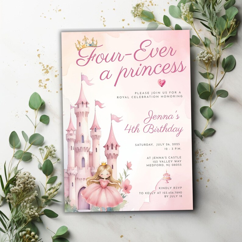 Pastel Color Princess Invitation, Forever A Princess Birthday ...